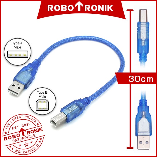 Type-B USB Cable (Data & Power) @ Male (Type-B) to Male (Type-A ...