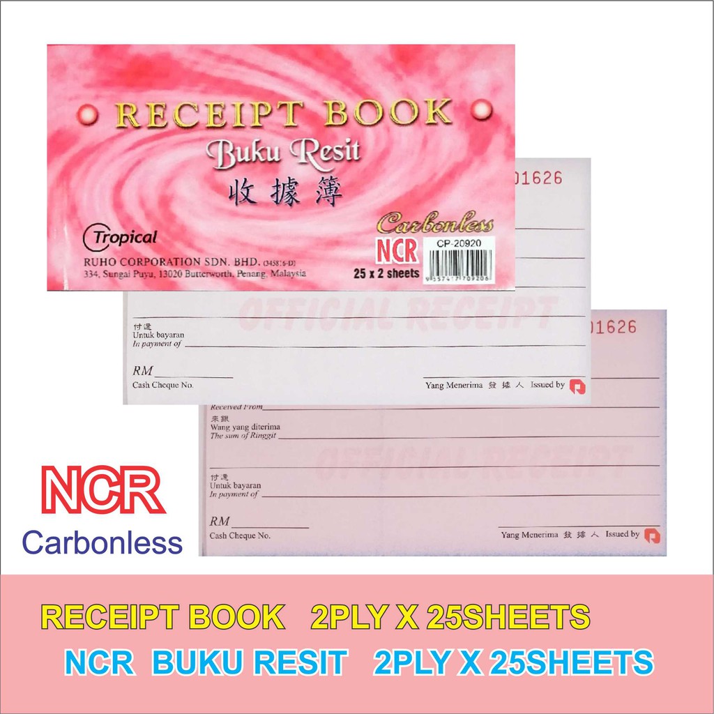 2 ply NCR Numbering Receipt Book / Buku Resit / 收据簿 | Shopee Malaysia