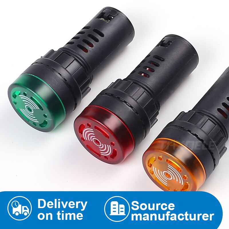 1pcs AD16-22SM 12V 24V 110V 220V 380V 22mm Flash Signal Light Red LED Active Buzzer Beep Alarm ...
