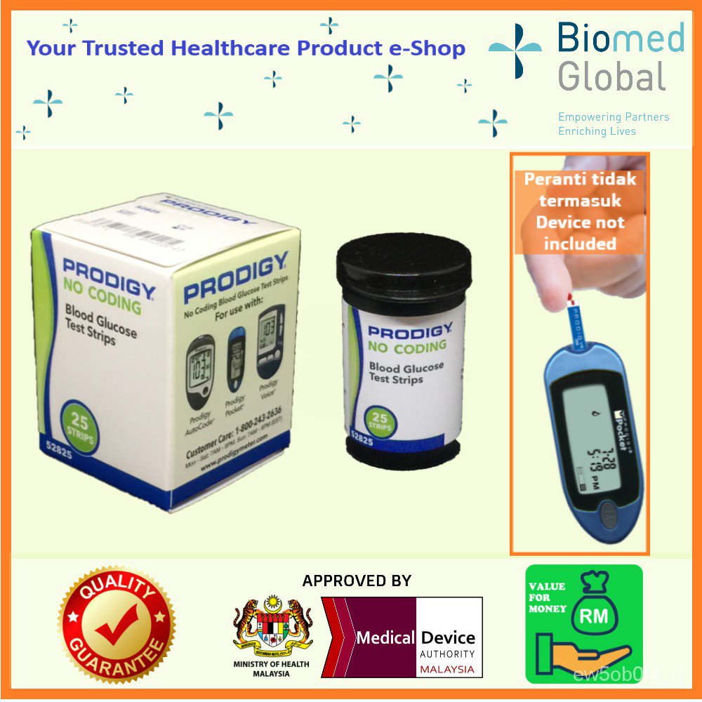 【READY STOCK)】Blood Glucose Test Strip, 25 strips/box, for Prodigy ...