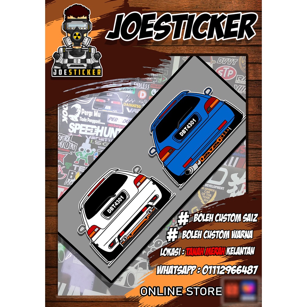 Sticker Kereta PROTON SATRIA. Boleh custom warna & nombor plate ...