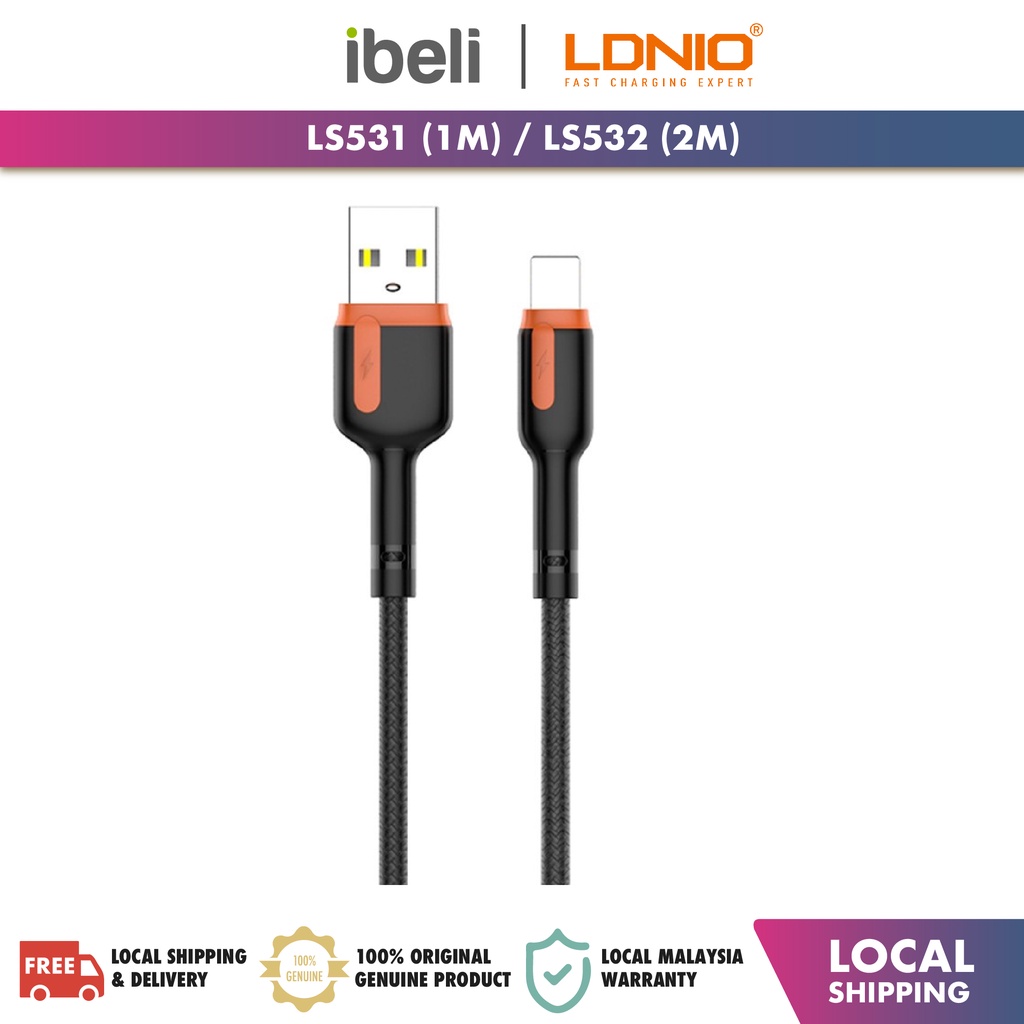 LDNIO LS531 1M / LS532 2M MicroUSB / Type-C 2.4A Fast Charge & Sync ...