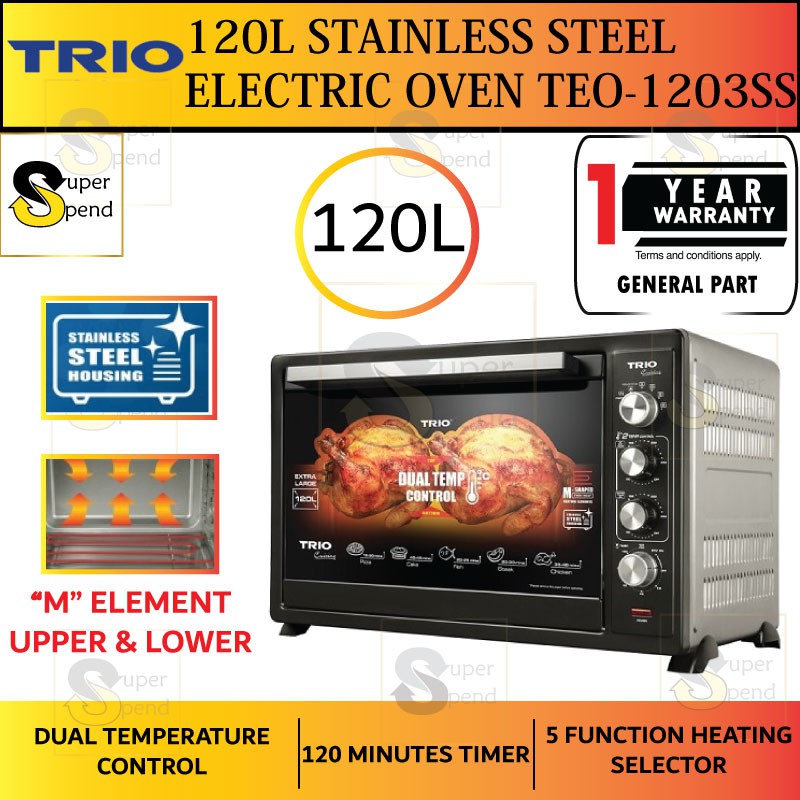[ Stainless Steel ] Trio Stainless Steel 120L Electric Oven TEO-1203SS ...