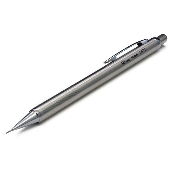 Pentel Stainless Steel Mechanical Pencil 0.5mm-Silver Clip (S475) Metal ...
