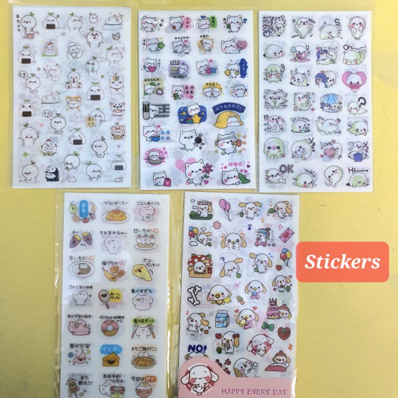 Korean Style Stickers-Budding pop/Dog/Cat/Food/Seal 韩国小清新手帐本贴纸 可爱卡通动物猫咪 ...