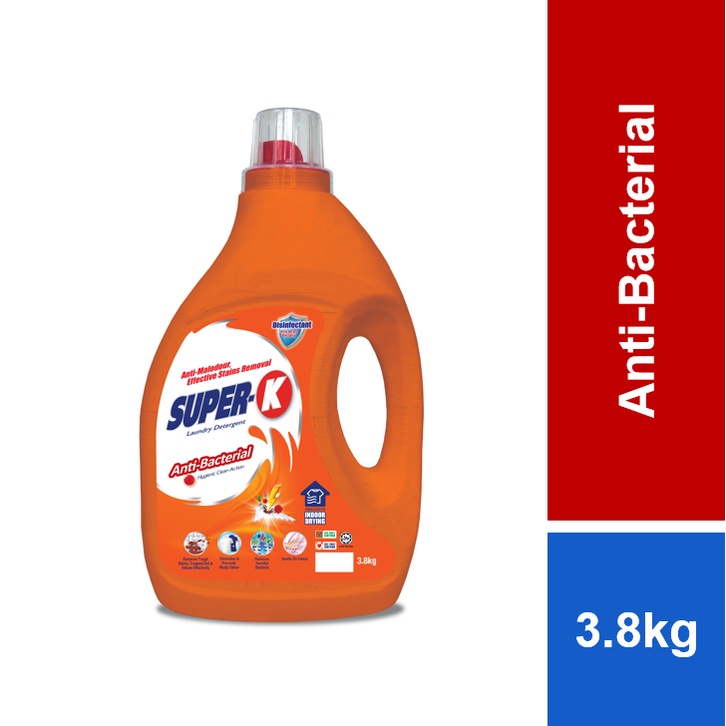 Super-K Laundry Liquid Detergent Anti-Bacterial 3.8kg | Shopee Malaysia