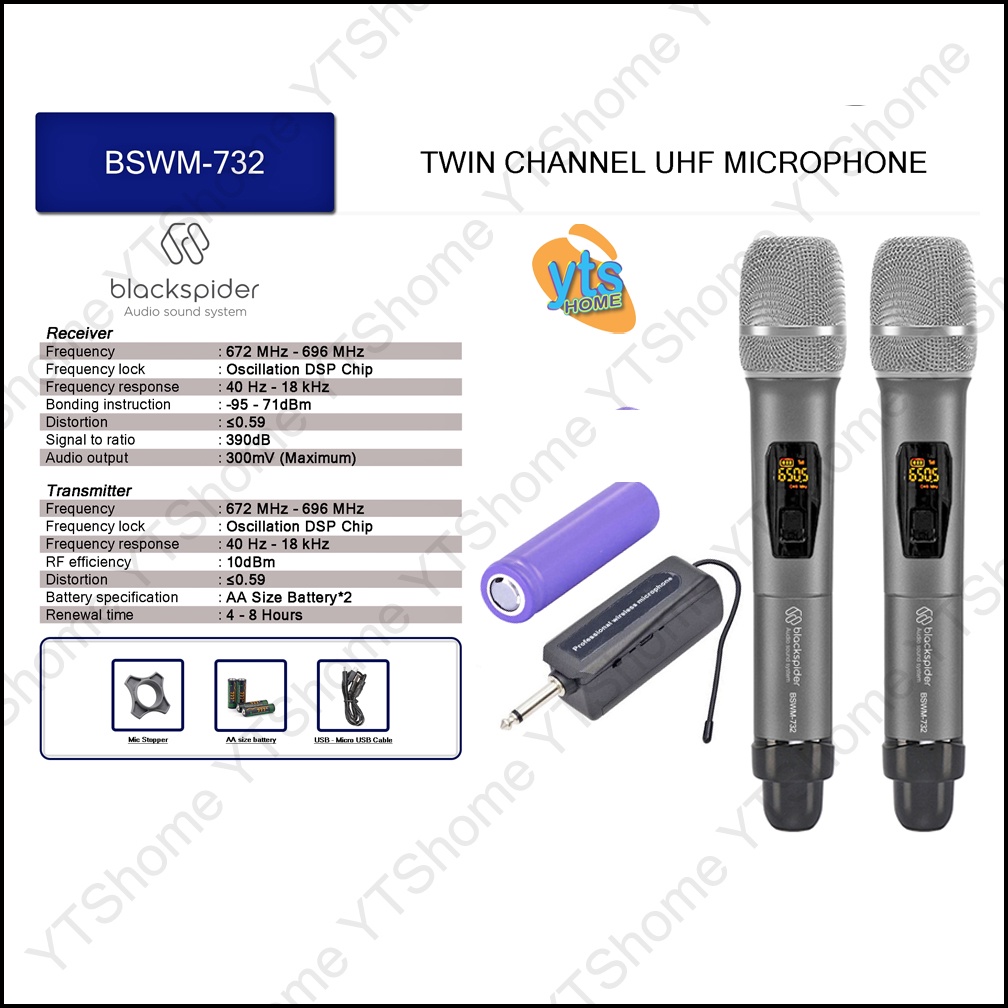 BLACK SPIDER [BSWM-732] DOUBLE UHF HANDHELD MICROPHONE | Shopee Malaysia