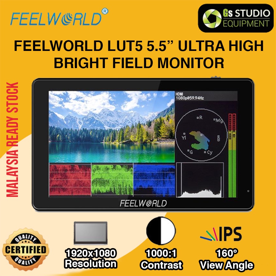 FEELWORLD LUT5 Ultra High Bright 3000nit Touch Screen DSLR Camera Field ...