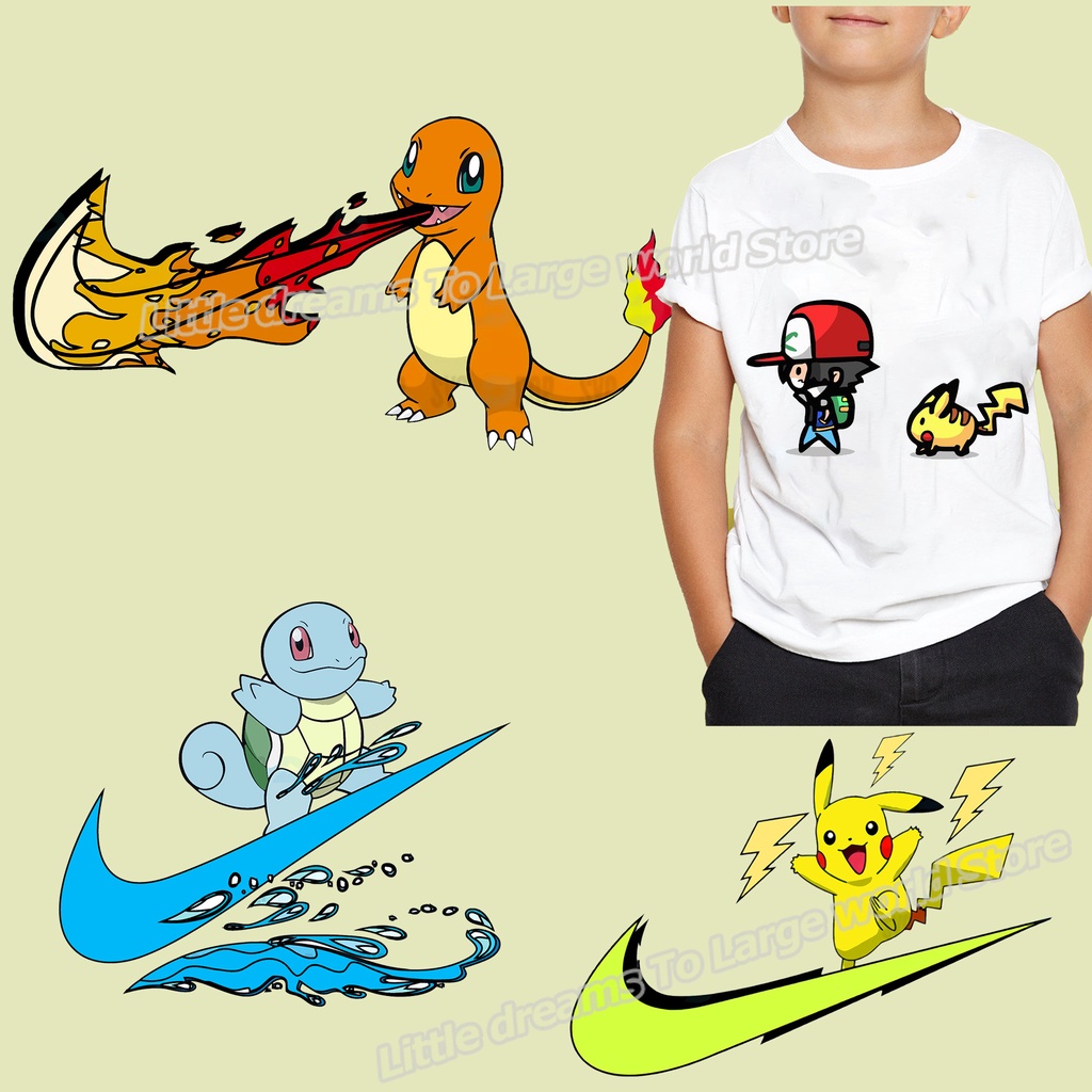 Cartoon Pokemon Clothing Thermal Patches Pikachu Charizard Heat ...