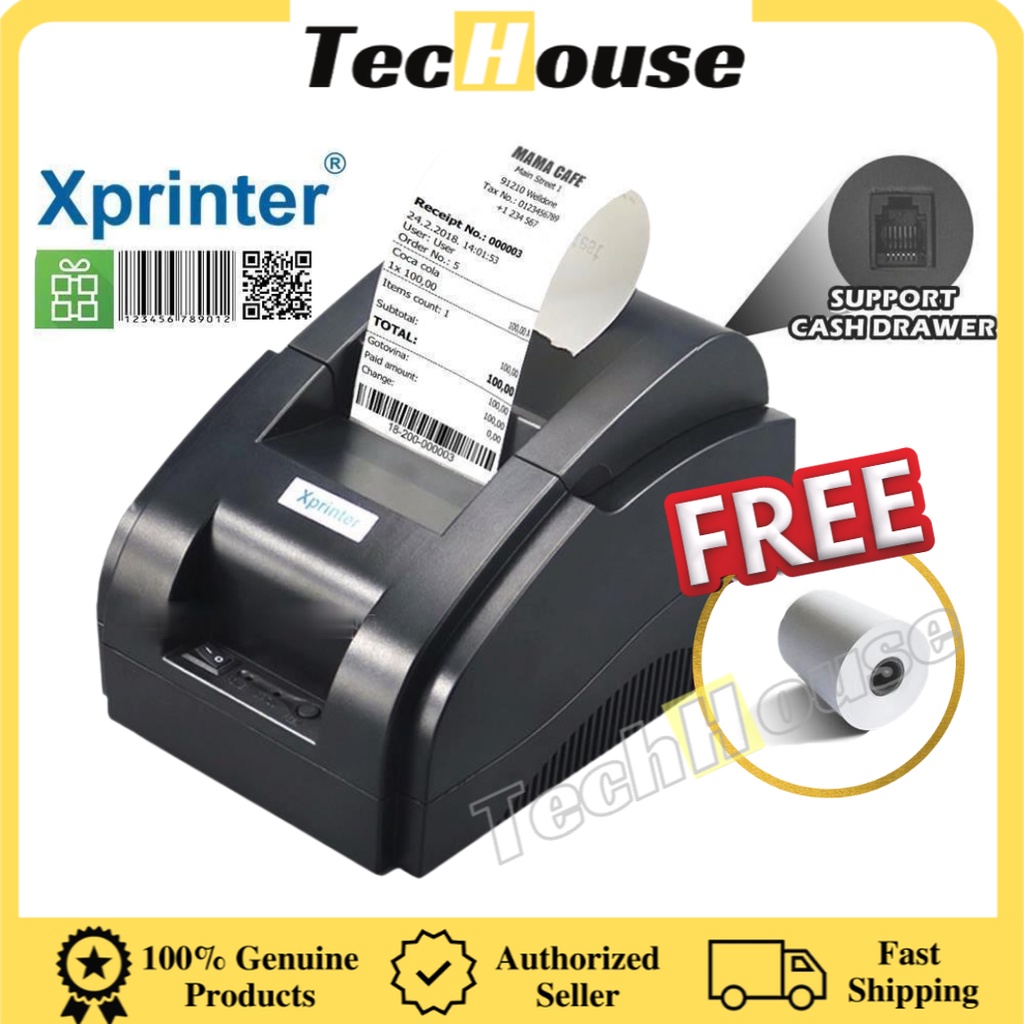 Xprinter XP-58IIH 58mm Thermal Receipt Printer POS Restaurant Kitchen Café Cash Drawer (USB ...