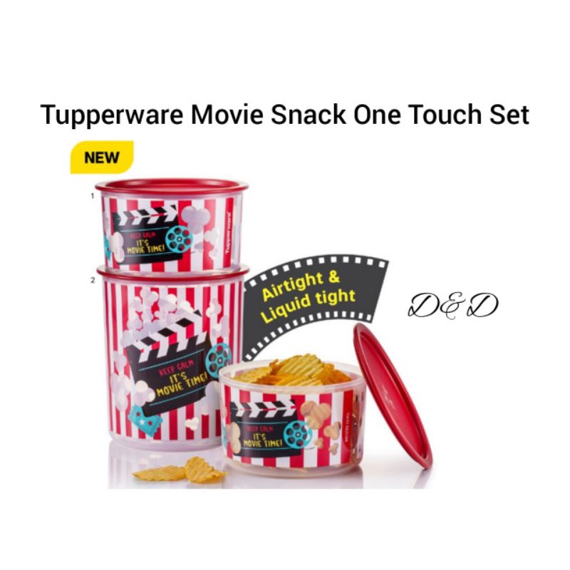 Tupperware Movie Snack One Touch Set [One Touch Topper Medium 1.4Litre ...