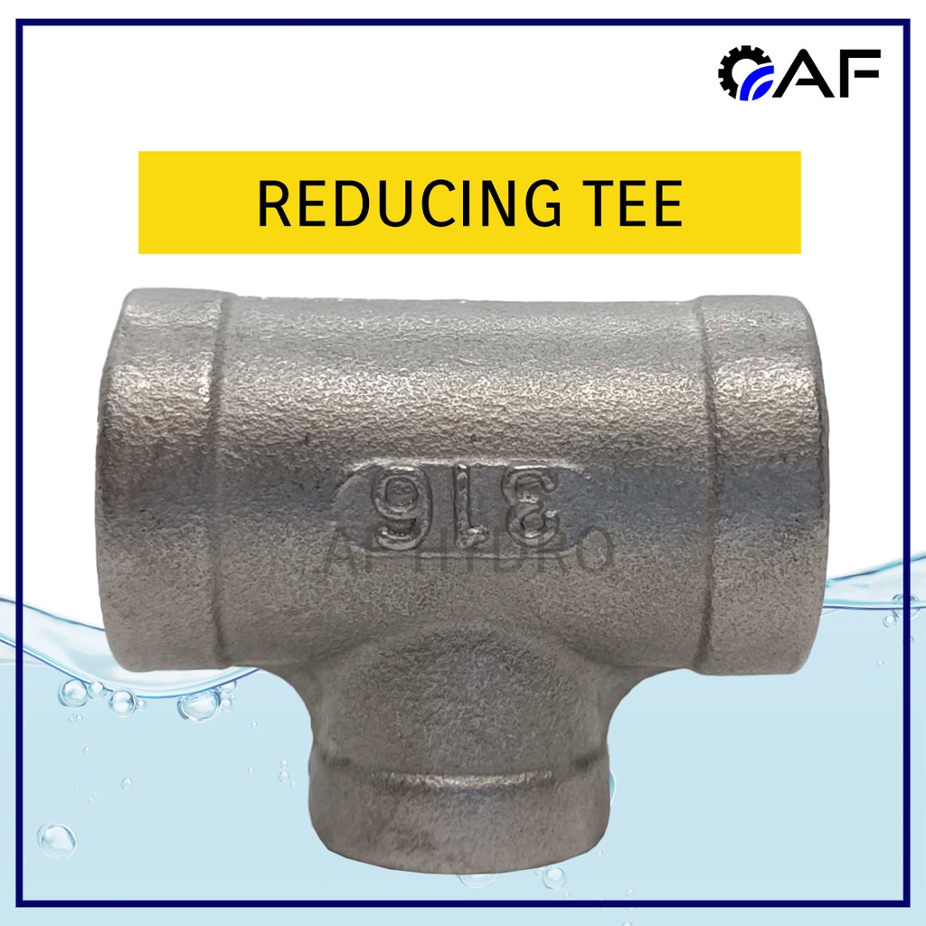 Stainless Steel SS316 Reducing Tee Fitting 1/8” to 2” BSPT Female ...