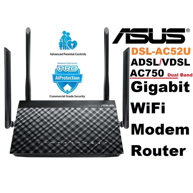 Asus Dual -Band Wireless-AC750 Gigabit VDSL/ADSL Modem Router - DSL ...