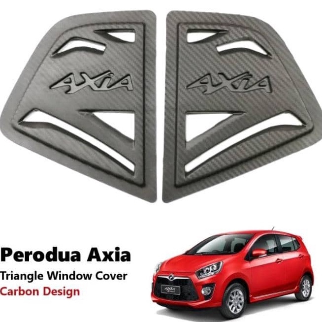 Perodua Axia Rear Side 3D Carbon Window Triangle Mirror Cover Protector ...