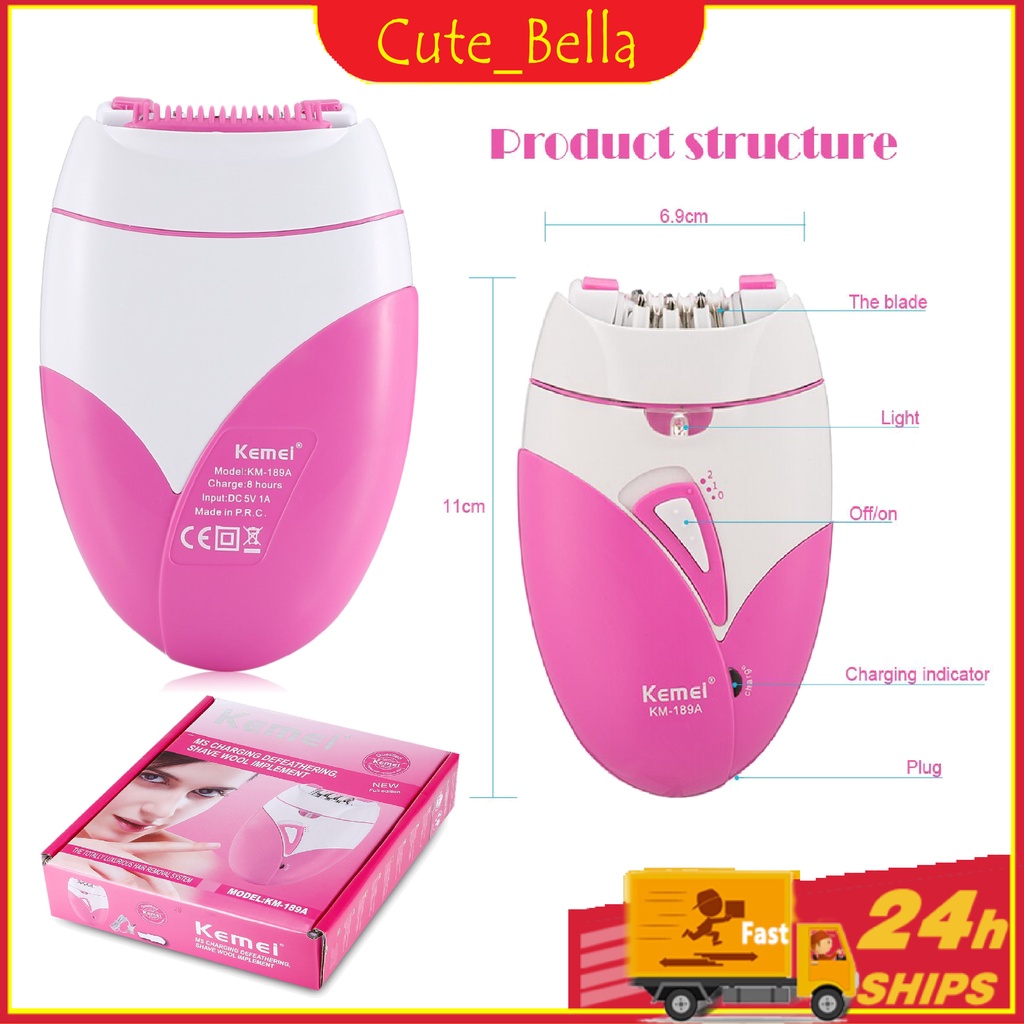💓LOWEST PRICE💓Kemei-189A USB Rechargeable Epilator Women Electric Hair ...