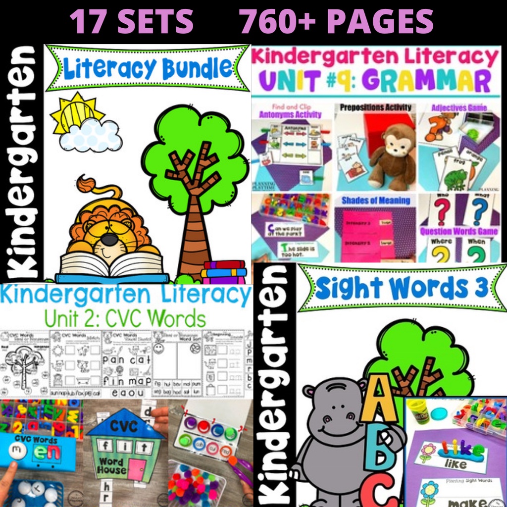 446 Kindergarten Literacy Centers Bundle (PDF) 760+ pages English CVC ...