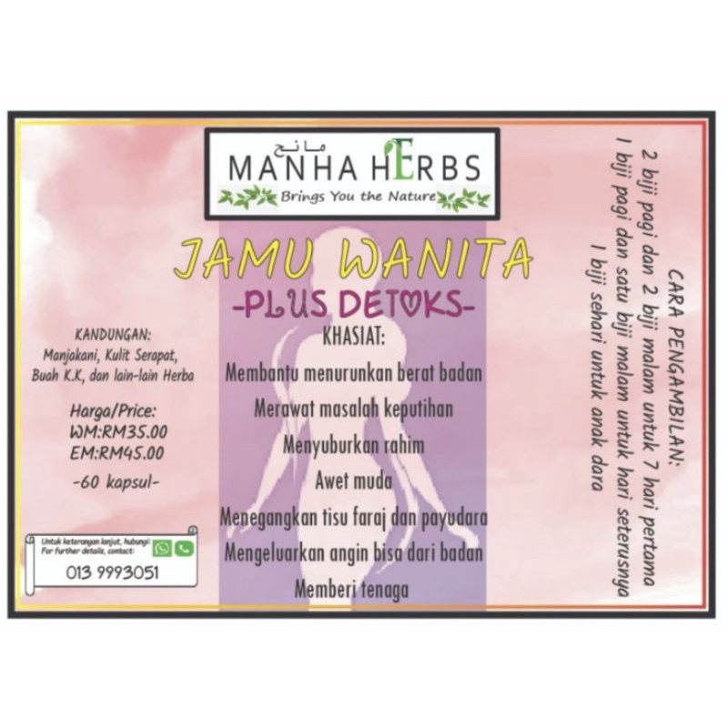 🔥🔥🔥JAMU WANITA plus Detoks 60 kapsul | Shopee Malaysia