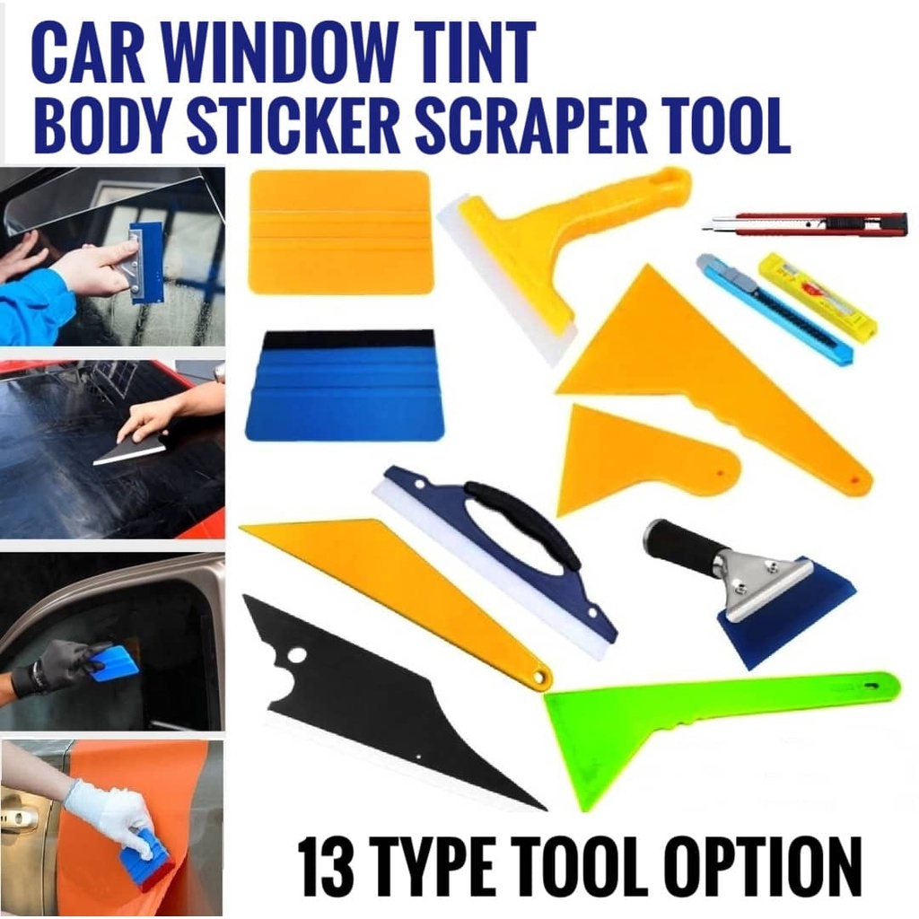 Car Window Blade Scraper Squeegee Tinted Film Tool Kit Cutters Wrap ...