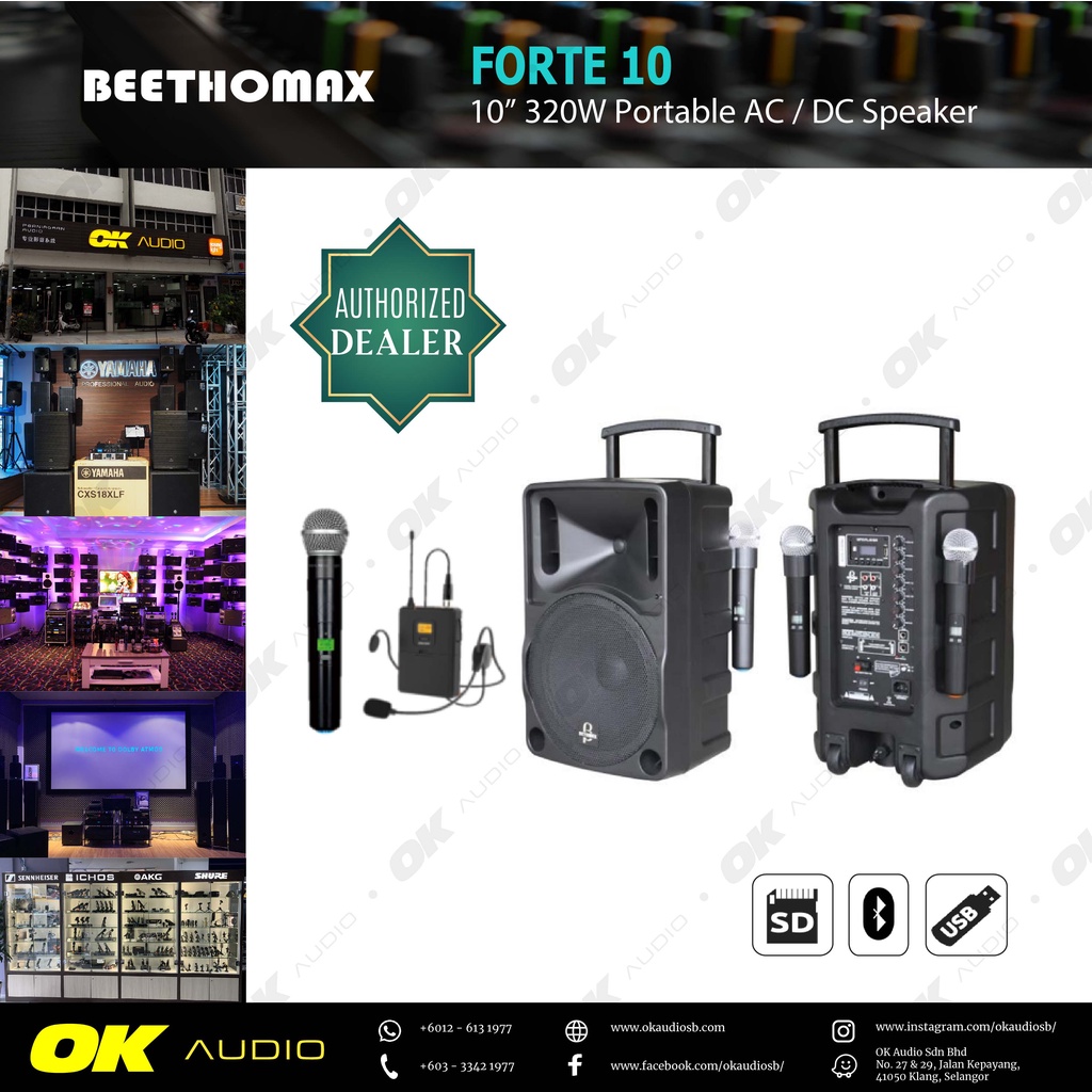 BeeThomax FORTE 10 320W Portable AC / DC Speaker System | Shopee Malaysia