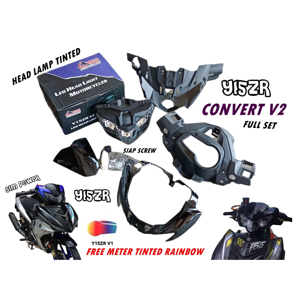 Y15ZR V1 HEAD LAMP SET CONVERT V2 YAMAHA Y15 LAMPU DEPAN HEADLIGHT LIGHT METER COVER HANDLE ...