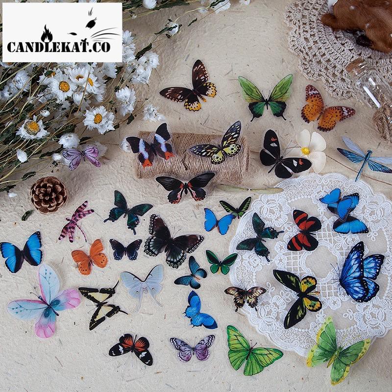(MY Ready Stock) 40Pcs/lot Butterfly Deco Stickers Scrapbooking Bullet ...