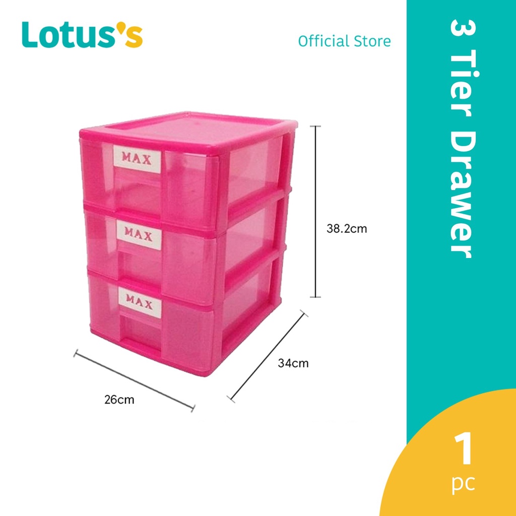 Lotus's 3 Tier A4 Drawer 4-3NC (Assorted colors) | Shopee Malaysia