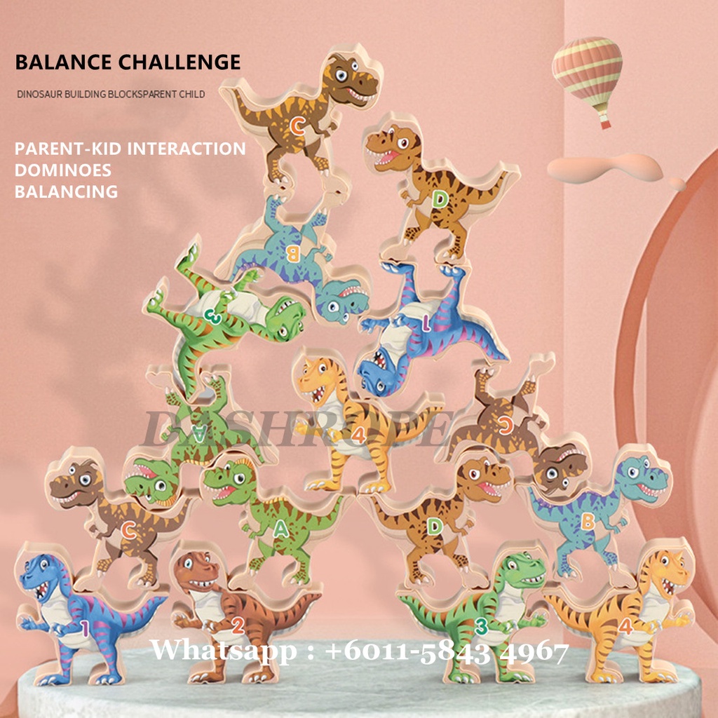 Dinosaur Stacking Toy Set 8pcs Balance Blocks Building Educational Toys ...