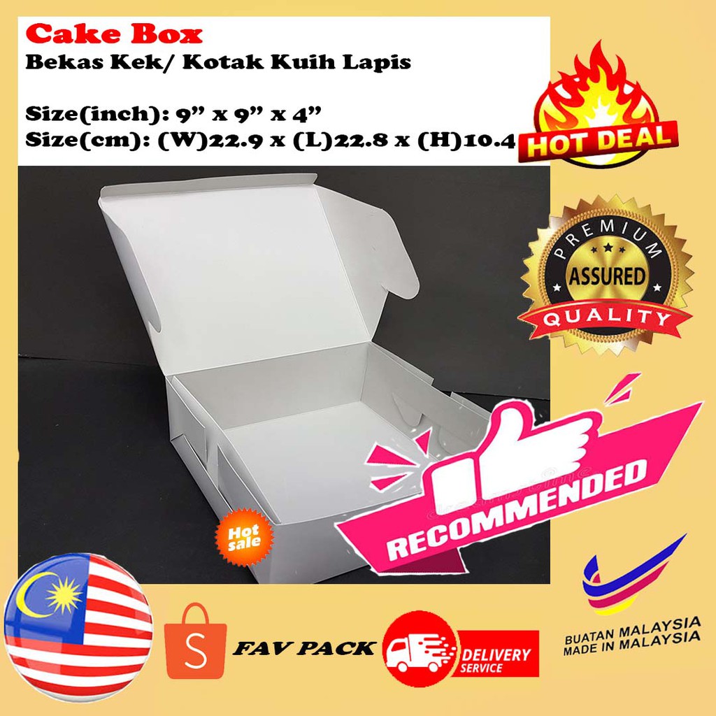 Cake Box/ Bekas Kek/ Kotak Kuih Lapis, Size(inch): 9” x 9” x 4” (10pcs ...