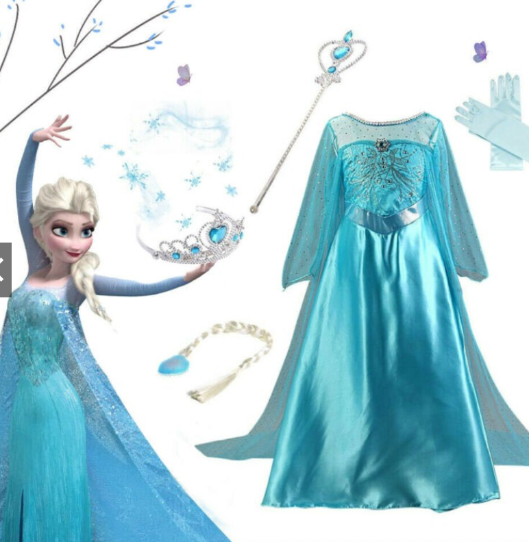 [WFRV]Frozen Anna Elsa Dress Kids Girls Birthday Party Cosplay Costume ...
