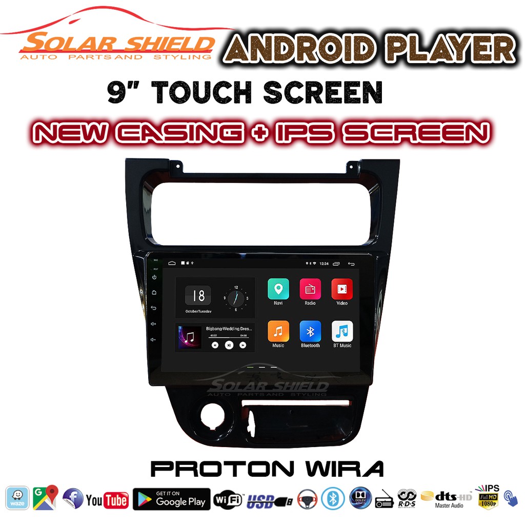 Proton Wira 9'' Android Player Touch Screen GPS Waze + Casing (Set ...