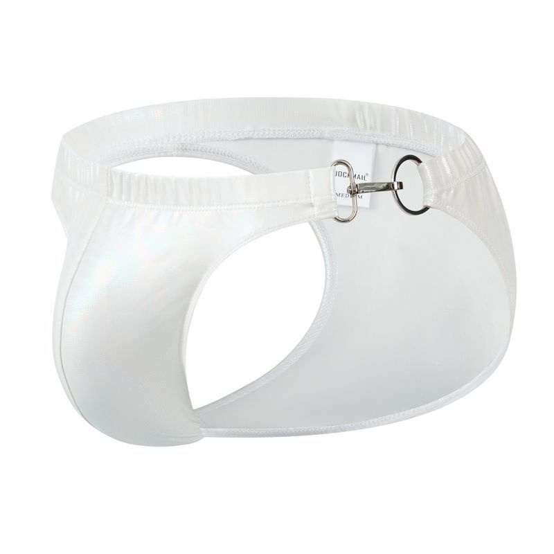 Jockmail Mens Briefs Nightclub Sexy Metal Buckle Laser Imitation