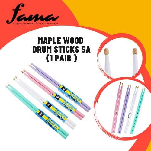 [FAMA] Maple Wood Drum Sticks 5A Colorful Drumsticks ( 1 pair) | Shopee Malaysia