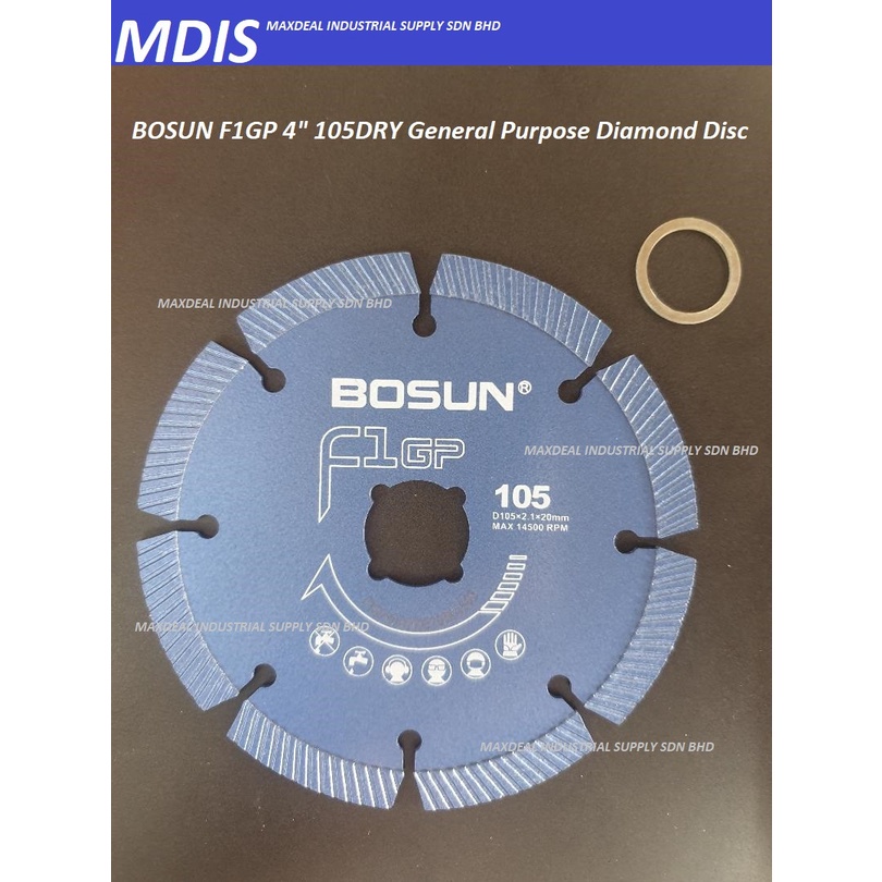 BOSUN F1GP 4 Inch 105DRY General Purpose Diamond Wheel For Red Brick ( Mata Pemotong Dinding ...