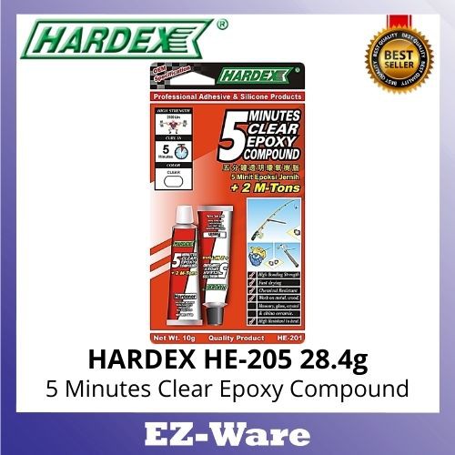 HARDEX HE205 5 MINUTE CLEAR EXPOXY COMPOUND 28.4g | Shopee Malaysia