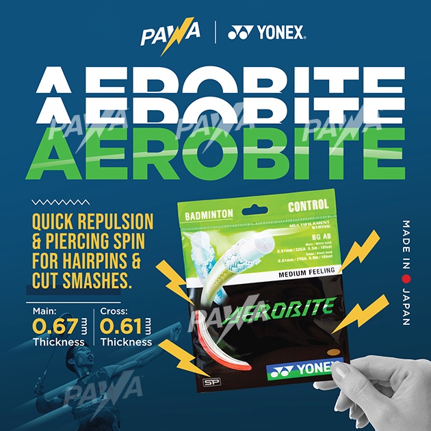 Yonex Aerobite Badminton String 0.67mm + 0.61MM Hybrid Sting (100% ...