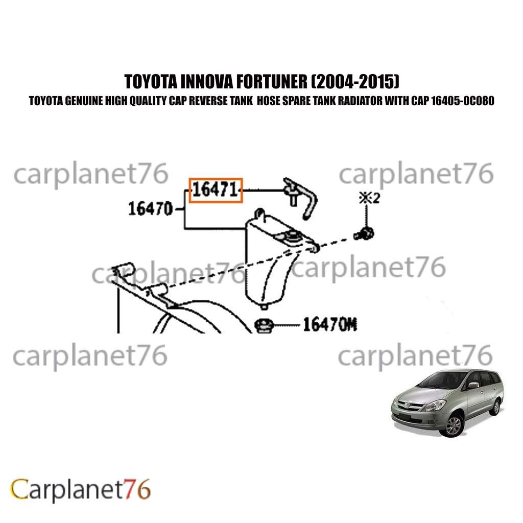TOYOTA INNOVA FORTUNER 2004-2015 CAP REVERSE TANK HOSE SPARE TANK ...