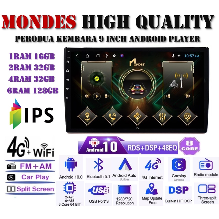 MONDES PERODUA KEMBARA OEM Plug & Play Android Player (9''/6GB RAM ...