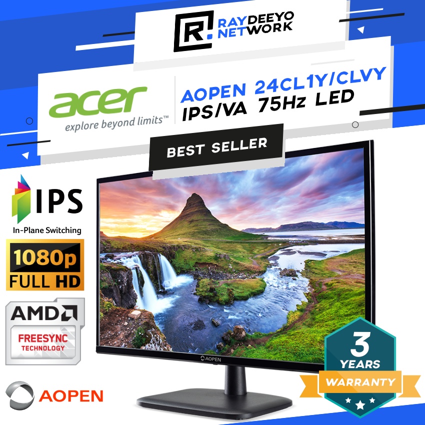ACER AOPEN (24CL1Y / 24CV1Y) 23.8" 75Hz FHD LED Monitor [VGA/HDMI/Slim Design/VESA Wall Mounting ...