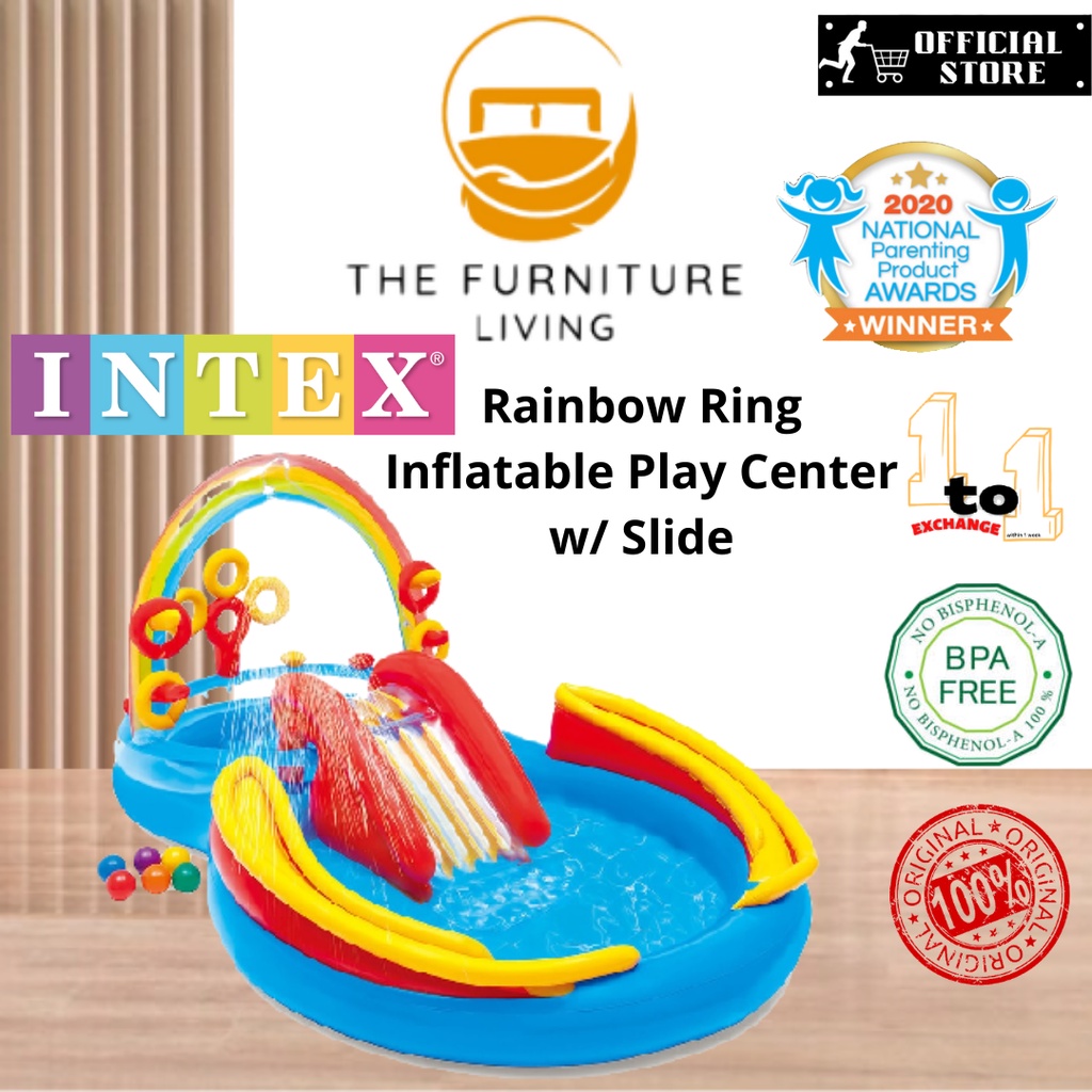 INTEX Rainbow Ring Inflatable Play Center w/ Slide IT57453 | Shopee ...