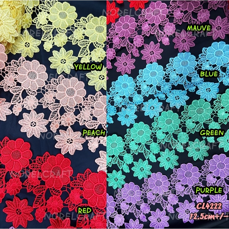 CL4222[1METER] CHEMICAL FLOWER LACE/EMBROIDERY LACE/RENDA BERSULAM ...