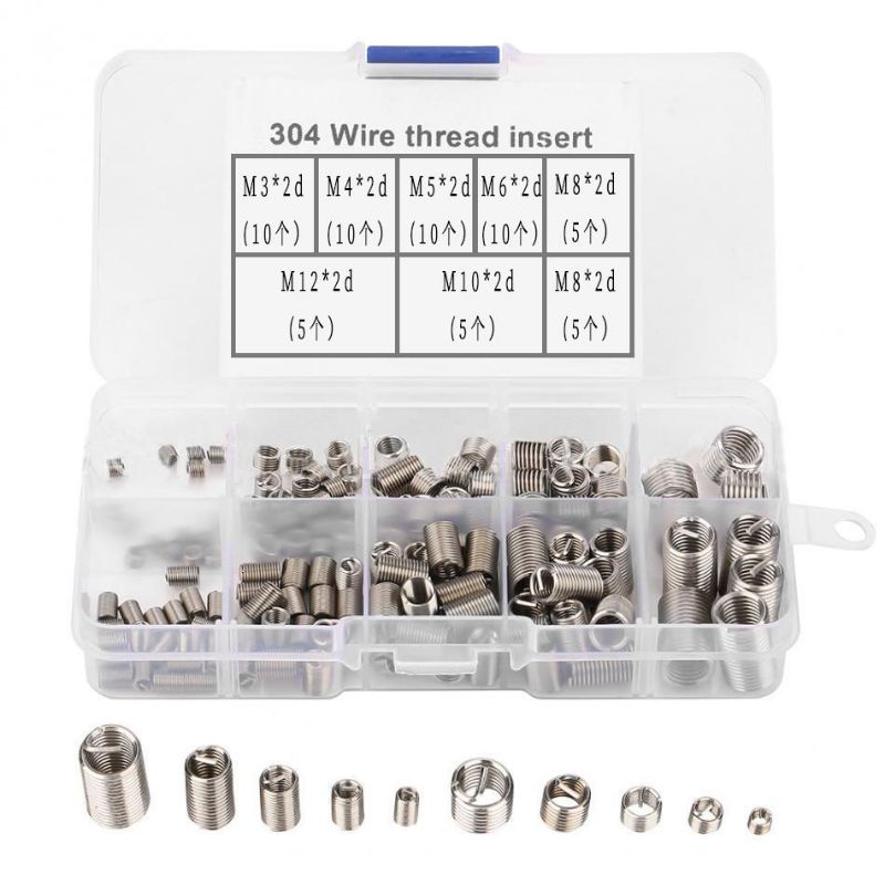 (2D) M3 M4 M 5 M6 M8 M10 M12 Wire Thread Inserts Steel Sheath Helicoil ...