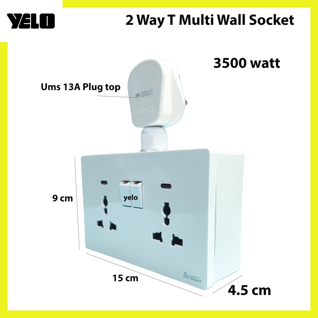 Ums 13A Plug Top Heavy Duty Wall Socket Extension Plug Socket | Shopee ...