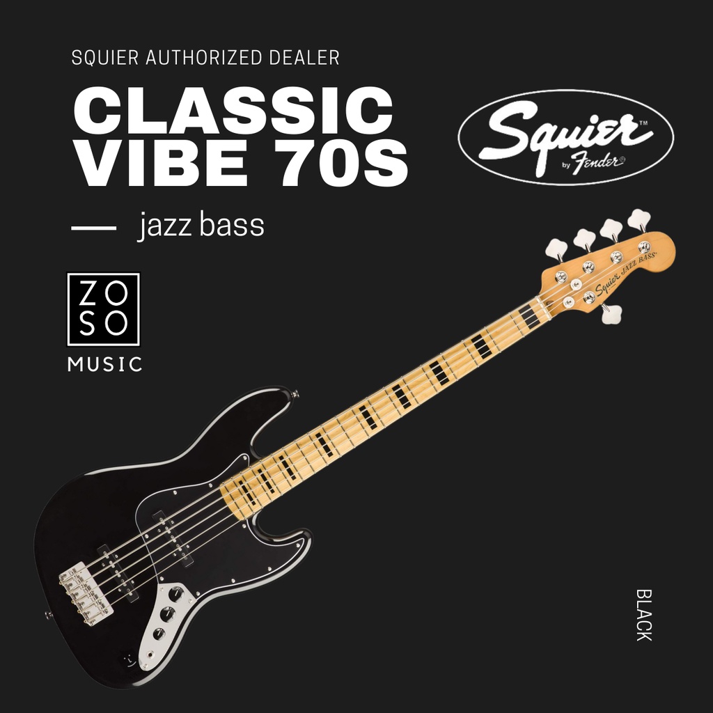 SQUIER CLASSIC VIBE 70S JAZZ BASS GUITAR BLACK (SQUIER/ CV70S/ JAZZ ...