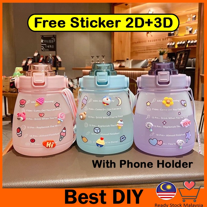 1400ml Water Bottle With Straw Free Sticker Plastic Bottle Water Travel Bottle Student Bottle ...