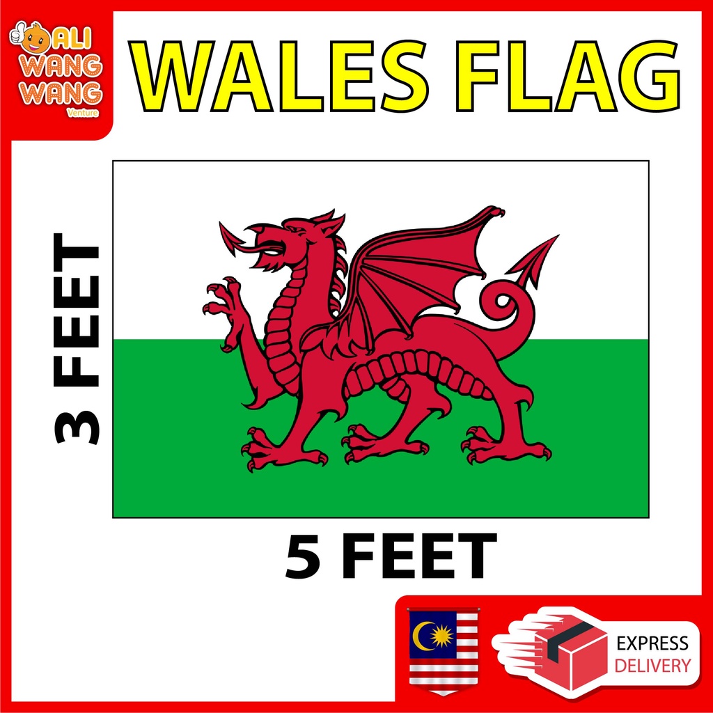 WALES FLAG 3x5 FEET KAKI / READY STOCK MALAYSIA / BENDERA NEGARA WALES ...