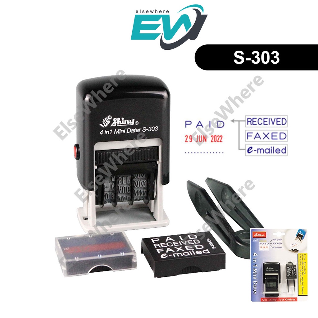 Shiny S-303 4 in 1 Mini Dater Stamp ( Paid / Recieved / Faxed / Emailed ...