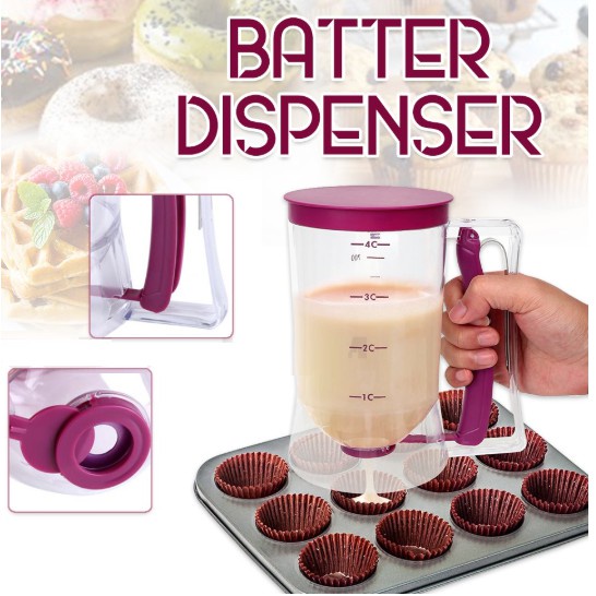 Batter Dispenser Baking Cake Cupcake Snap Helper Muffins Pancake Funnel ...