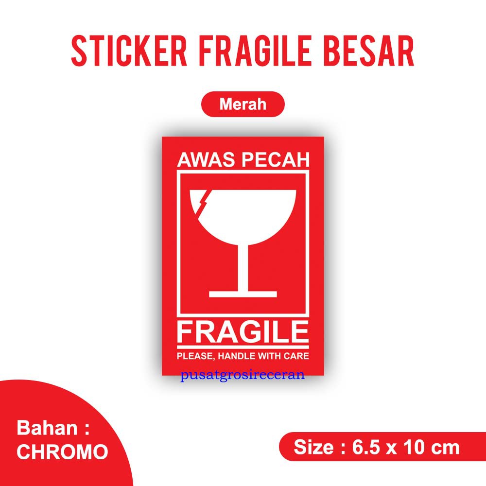 Large FRAGILE Sticker 6.5X10 Sticker Watch Out Broken Handle With Care ...