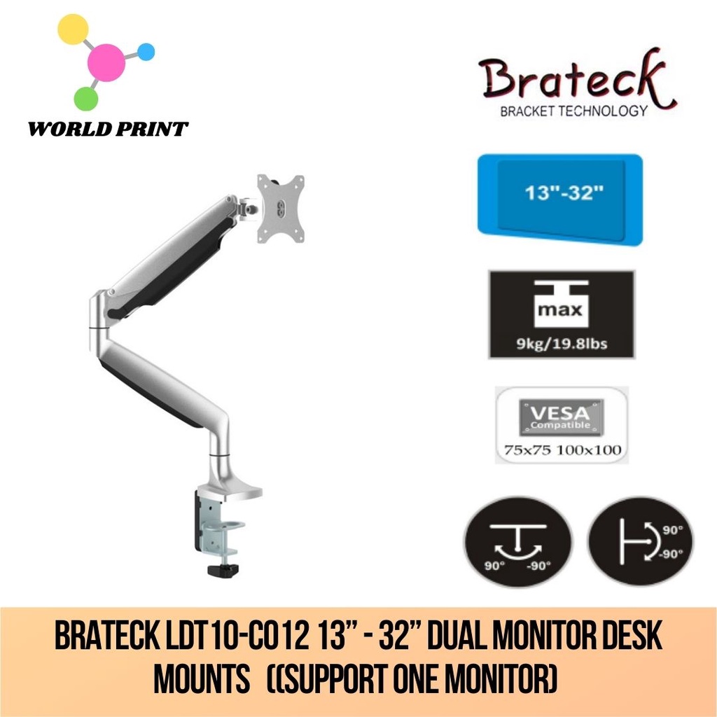 Brateck LDT10-C012 13” - 32” Dual Monitor Desk Mounts ((Support ONE ...