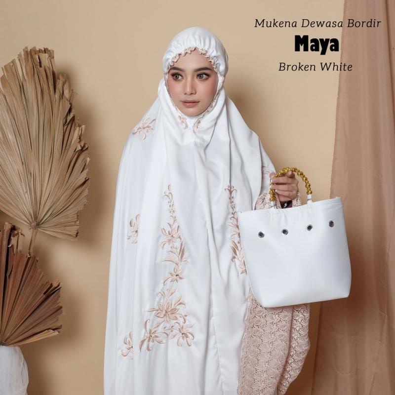 Mukena Beautiful Adult Satin Material Adem Beautiful Embroidery Motifs ...